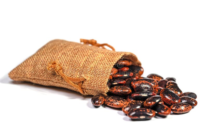 Fire beans in a jute bag stock photo. Image of seeds - 376327296