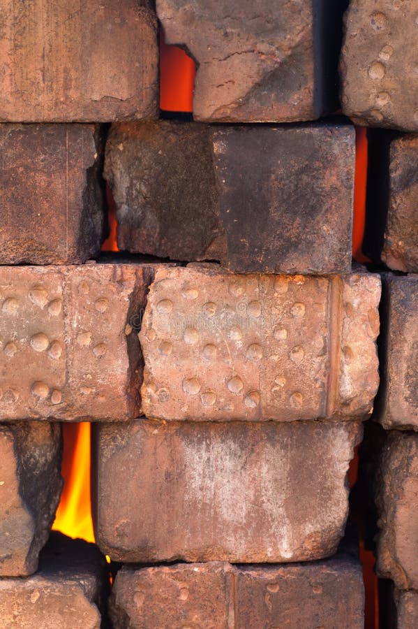 Fire Behind a Dry Masonry Bricks Wall Stock Image - Image of holiday ...