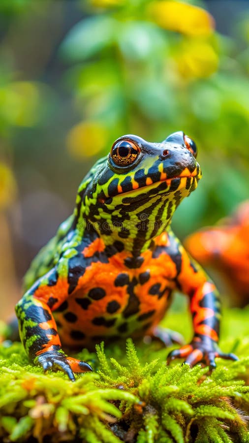 Fire-Bellied Toad Frog Looks Forest Stock Illustration - Illustration ...