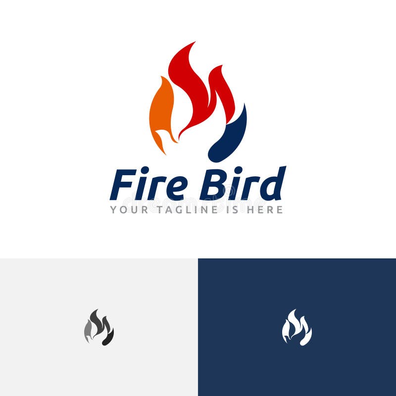 Fire Bird Flame Hot Phoenix Negative Space Logo Stock Vector ...