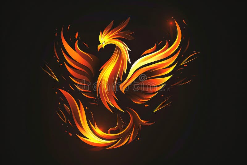A Fire Bird Flying in the Dark, a Magical Creature Made of Fire Stock ...