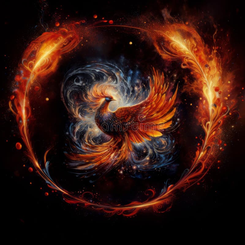 Fire Bird, Phoenix, Mythology. Metaphor of Rebirth in Flame. AI ...