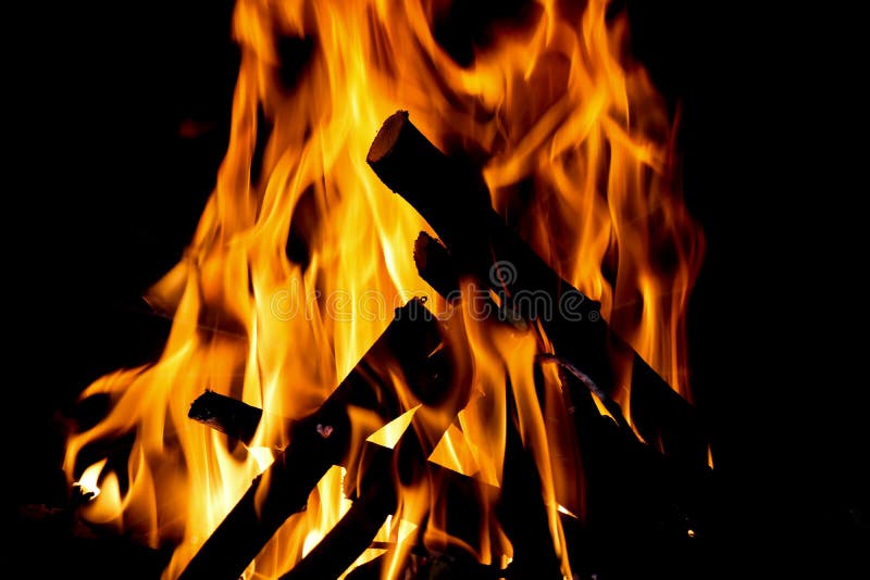 Fire on a Black Background. Flames Stock Image - Image of element ...