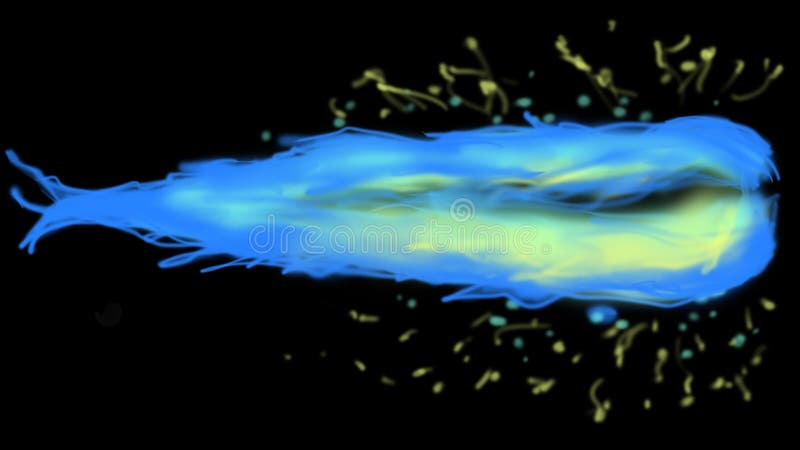 Fire on Black Background, Flare of Blue Gas, Rocket Fuel. Stock Image ...