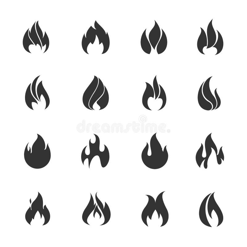 Fire black icons stock vector. Illustration of emblem - 68043081