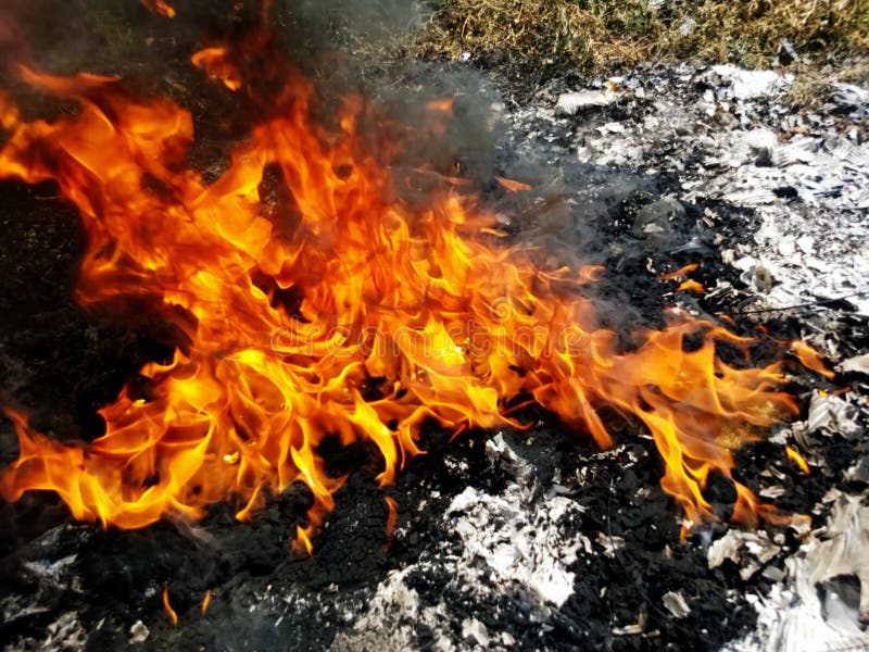 Fire Blaze and Flame Texture Background. Fire with Black Smoke Dust and ...