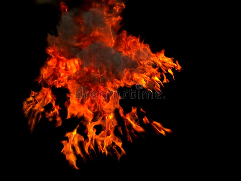 Fire Blaze and Flame Texture Background. Fire with Black Smoke and Dust ...