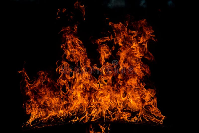 Fire Blaze Flames on Black Background. Fire Burn Flame Isolated ...