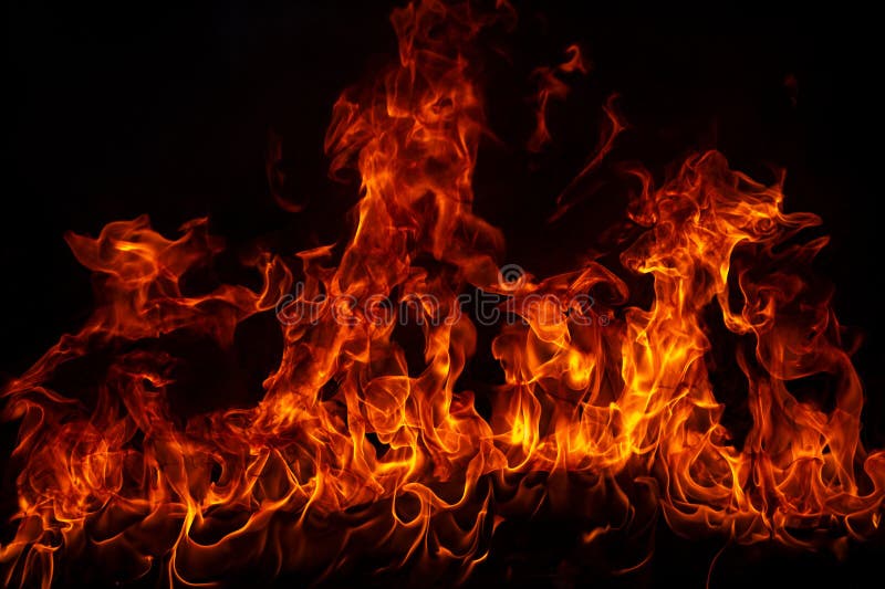 Fire Blaze Flames on Black Background. Fire Burn Flame Isolated ...