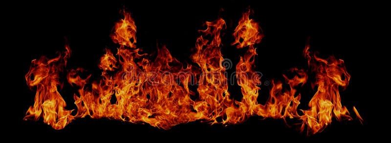 Fire Blaze Flames on Black Background. Fire Burn Flame Isolated ...