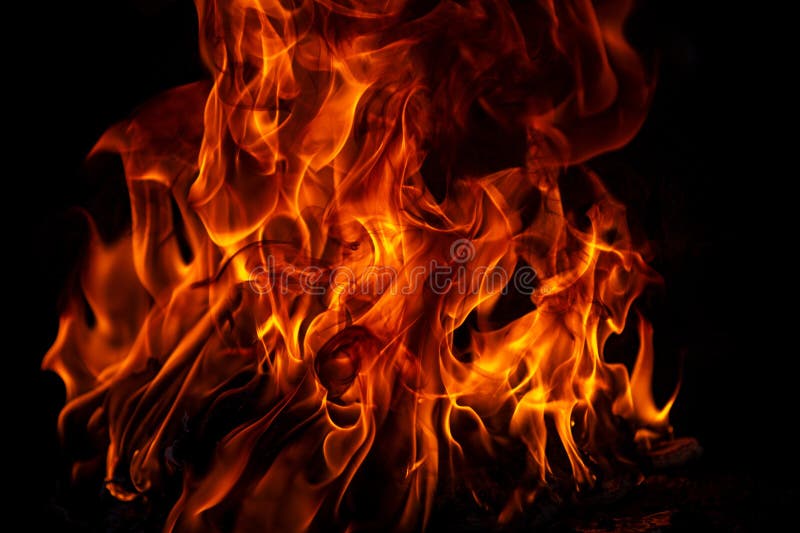 Fire Blaze Flames on Black Background. Fire Burn Flame Isolated ...