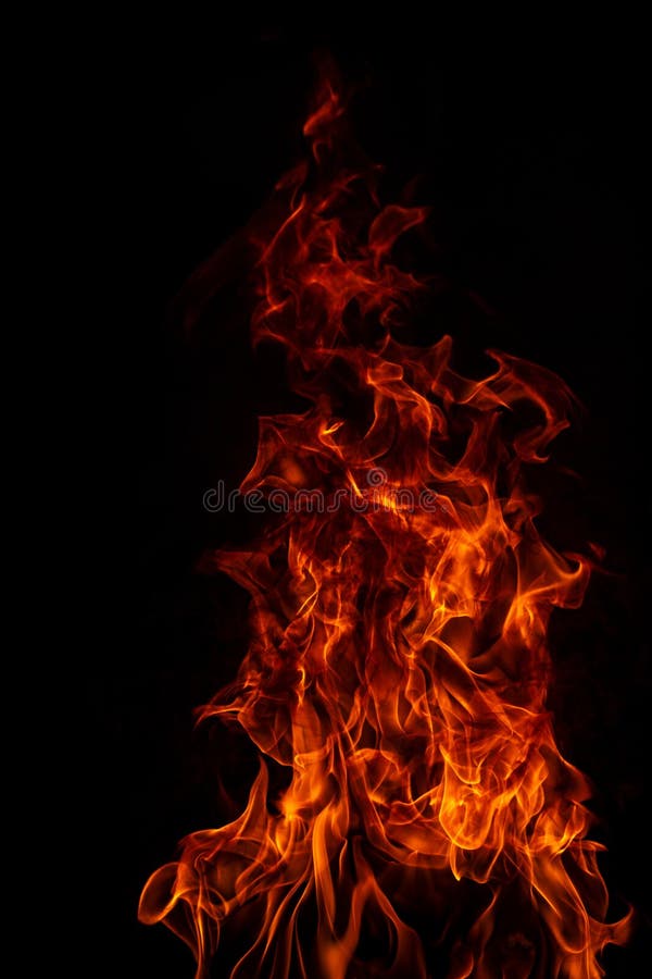 Fire Blaze Flames on Black Background. Fire Burn Flame Isolated ...