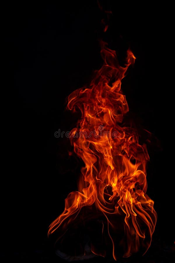 Fire Blaze Flames on Black Background. Fire Burn Flame Isolated ...