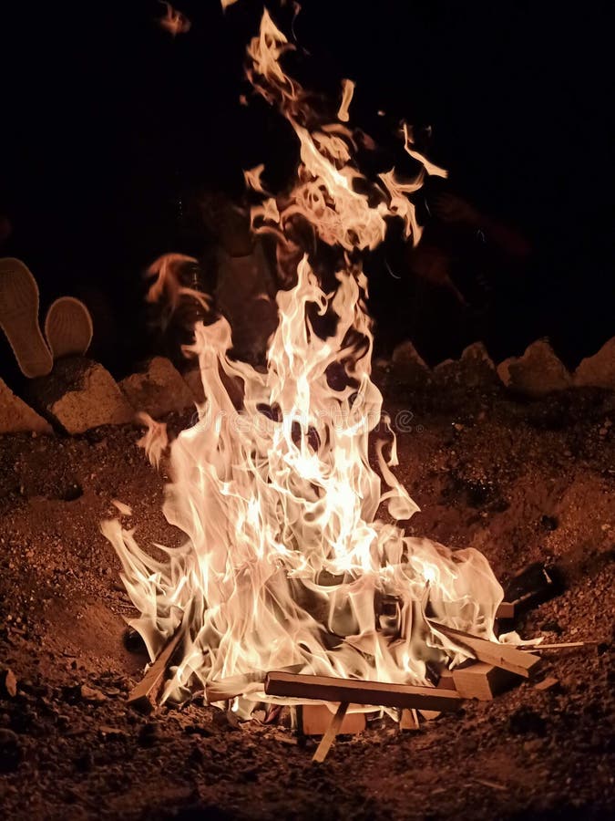 Fire blaze at night stock photo. Image of quail, fireworks - 236228378