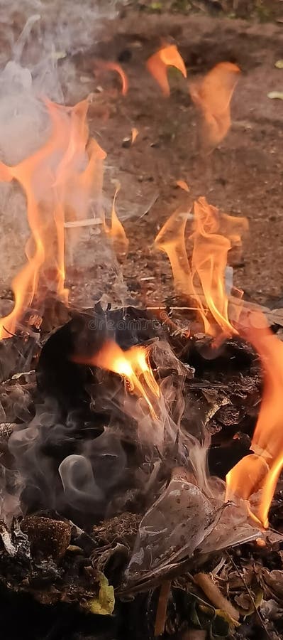 Fire that Blazes from the Burning of Piled Up Rubbish Stock Photo ...