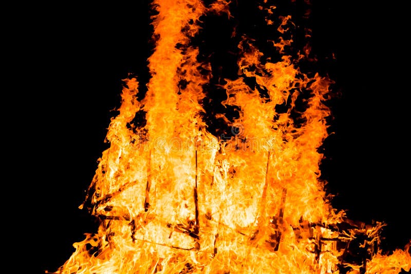 Fire Blazing from a Bonfire Stock Photo - Image of burn, fiery: 208440062