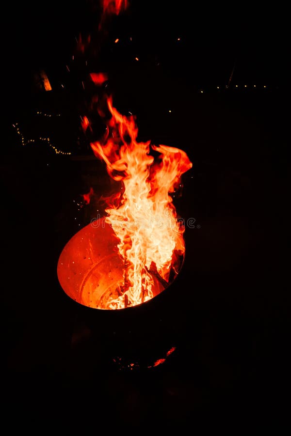 Fire Blazing Out of a Burning Barrel of the Beast Stock Image - Image ...