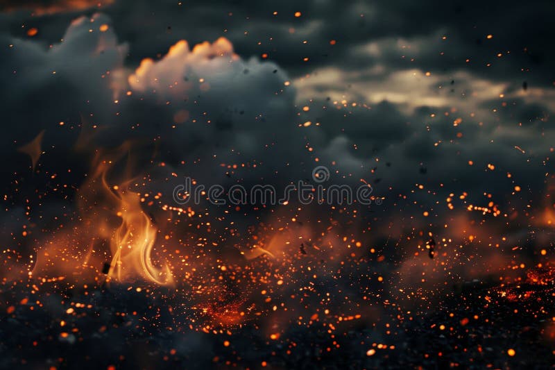 A Fire Blazing in the Sky with Billowing Clouds in the Background ...