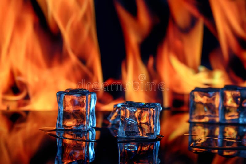 Fire in block of ice stock illustration. Illustration of clear - 338259885