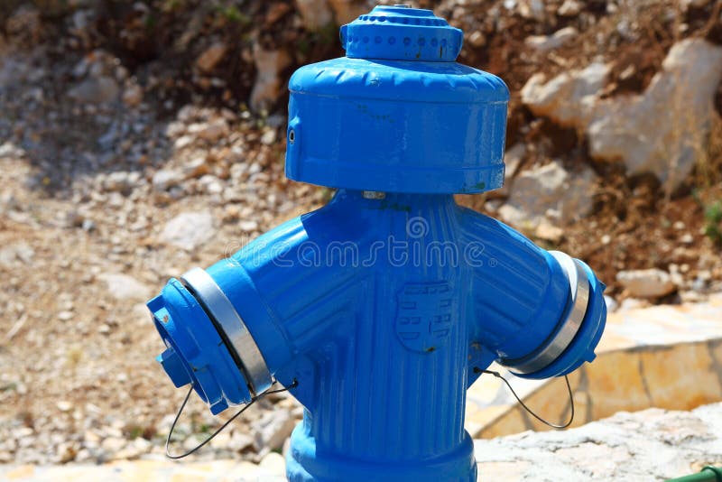 Fire blue hydrant stock image. Image of burn, drown, peril - 25587595
