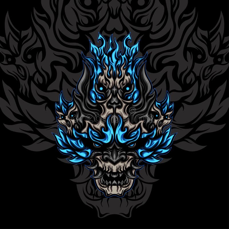 Fire Blue Monster Illustration Stock Vector - Illustration of sign ...