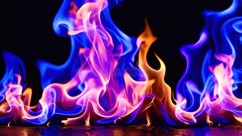 Fire with Blue and Orange Flames Stock Image - Image of fireplace ...
