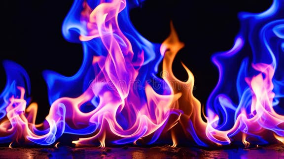 Fire with Blue and Orange Flames Stock Image - Image of fireplace ...