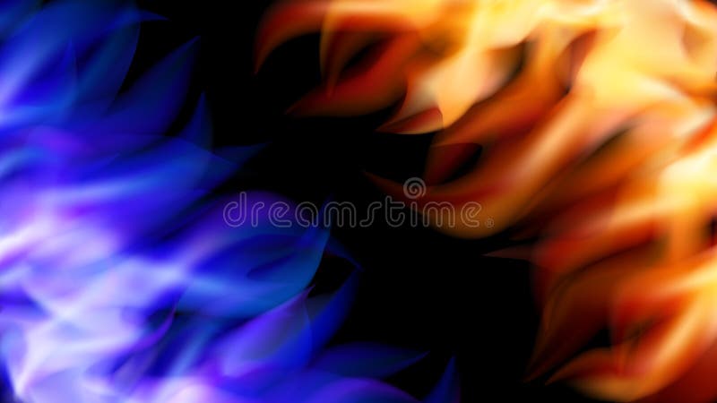 Exclusive. Blue and Red Fire on a Black Background. Confrontation of ...
