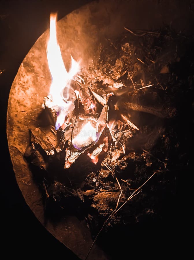 Fire with Blur Ash Effect. a Bright Bonfire on a Warm Spring Evening ...