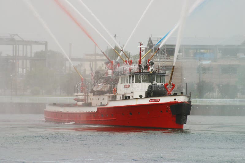 Fire boat stock photo. Image of fireboat, spraying, firefighter - 12121740