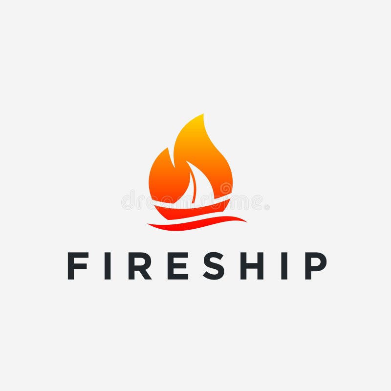 Fire Boat Logo Design Vector Illustration Stock Vector - Illustration ...