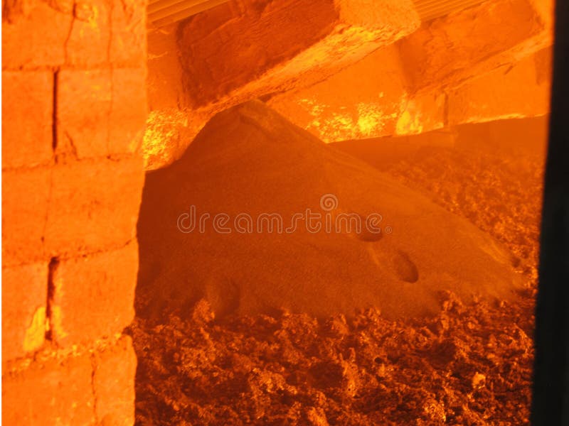 Fire in the boiler grate stock image. Image of biomass - 17435847