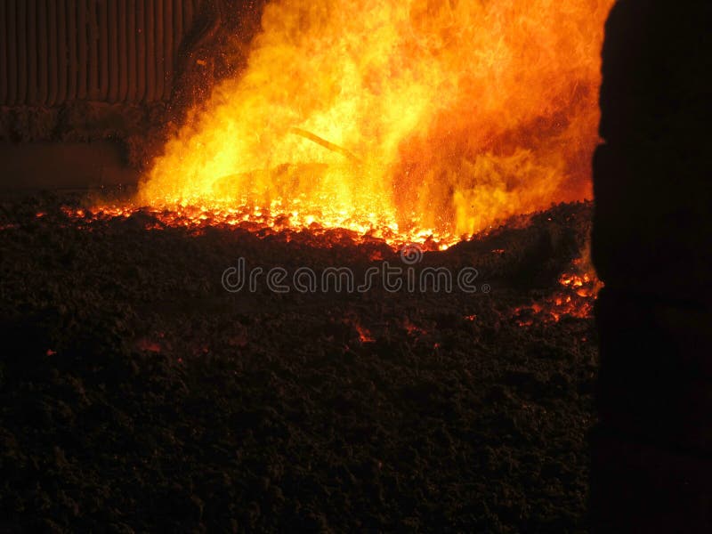 Fire in the Boiler Furnace Grate Stock Photo - Image of fire ...
