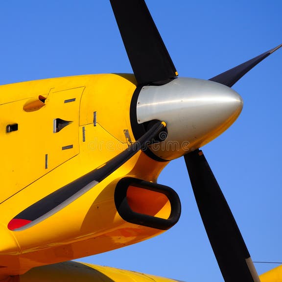 Fire Bomber Propeller and Engine. Stock Photo - Image of yellow ...