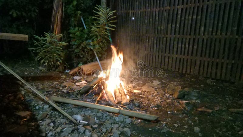 Fire Bonfire Hot Night Bamboo Patterned Stock Image - Image of ...