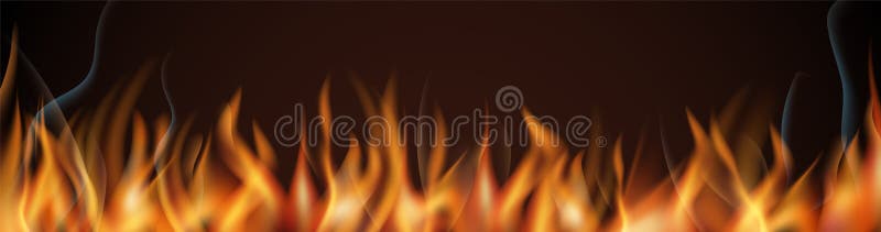 Fire Border. Horizontal Realistic Flame Seamless Pattern Stock ...