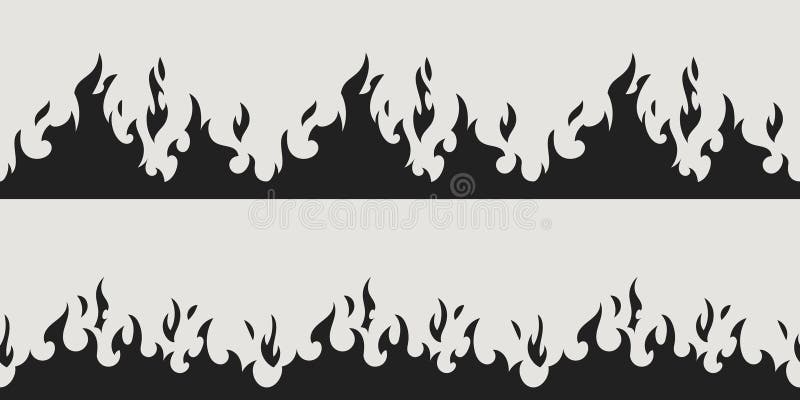 Fire Border Silhouette Patterns Stock Vector - Illustration of sketch ...