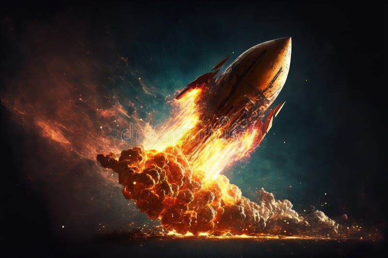 Fire Breaks Out from a Rocket Stock Illustration - Illustration of ...
