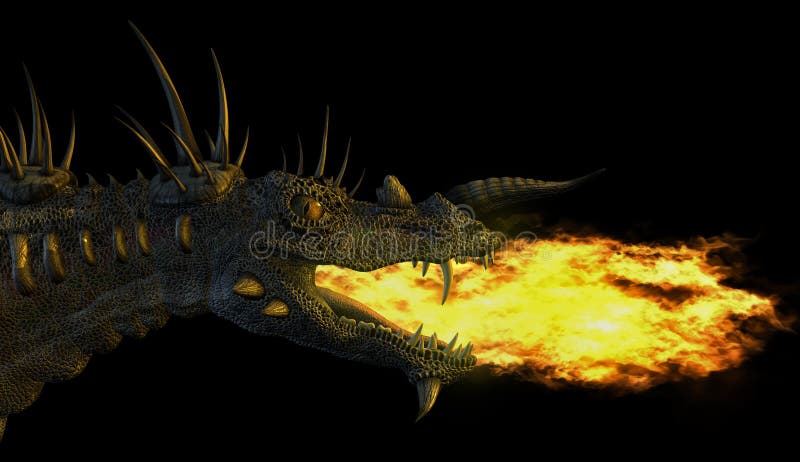 Fire-breathing Dragon with Three Heads. AI Generated. Stock ...