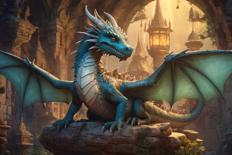 Fire Breathing Dragon from Fairy Tale Stock Illustration - Illustration ...