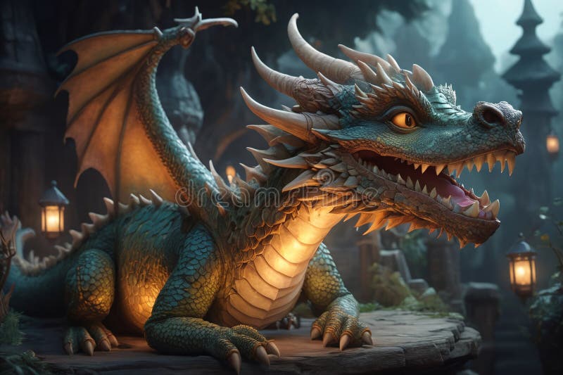 Fire Breathing Dragon from Fairy Tale Stock Illustration - Illustration ...