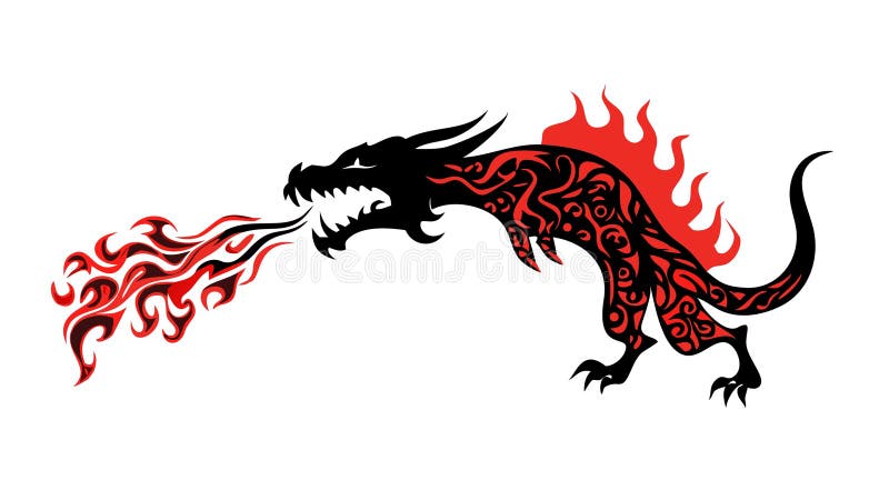 Fire Breathing Dragon Icon, Mythical Power Fantasy Creatures, Vector ...