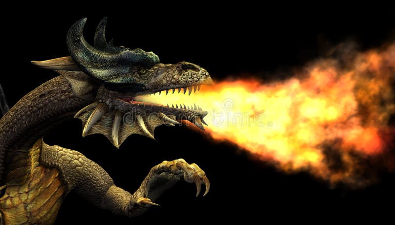 Fire Breathing Dragon Portrait Stock Illustration - Illustration of ...