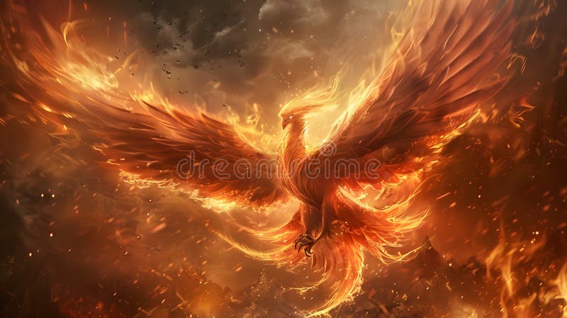 Fire-breathing Phoenix Rising from the Ashes Stock Illustration ...