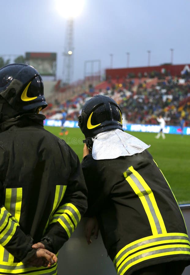 Fire Brigade Anti Riot for the Security Service in the Stadium Stock ...