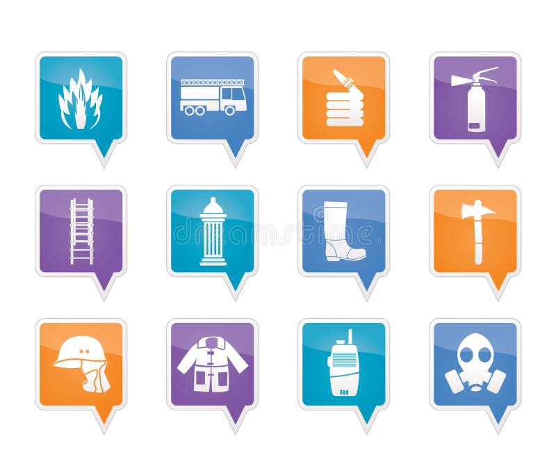 Fire-brigade and Fireman Equipment Icon Stock Vector - Illustration of ...