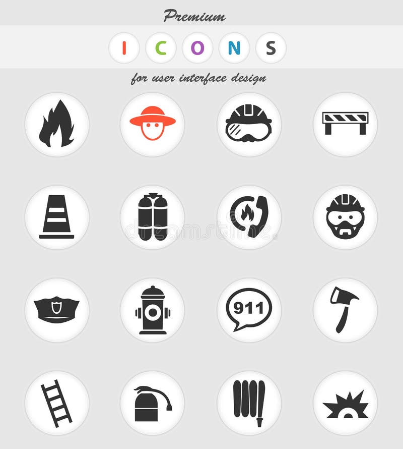 Fire brigade icon set stock vector. Illustration of symbol - 122793115
