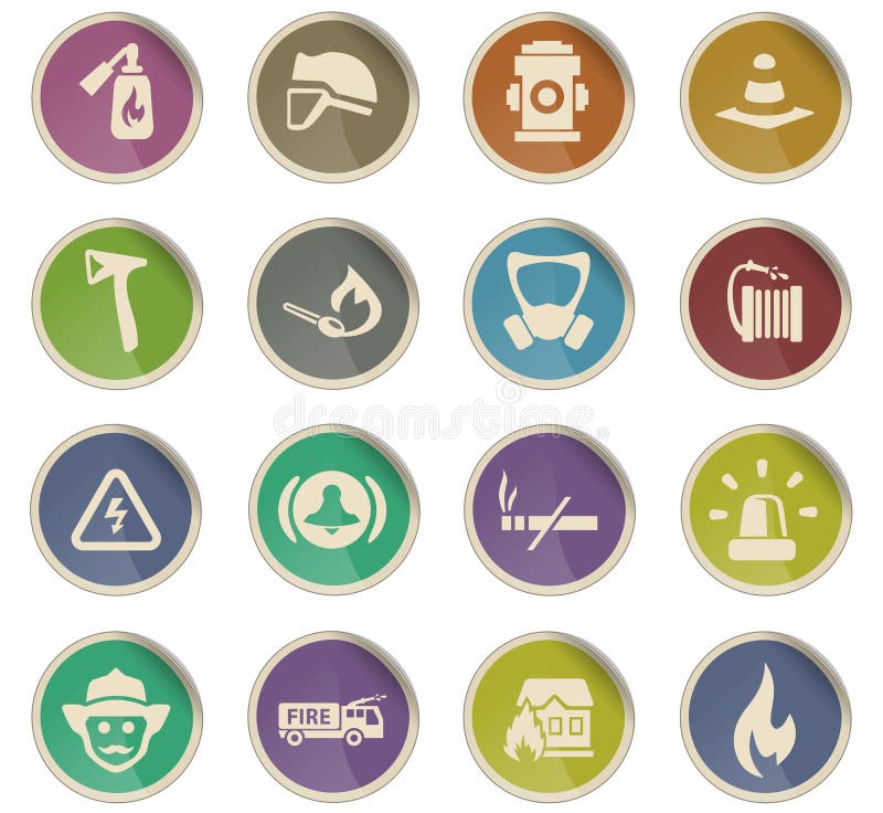 Fire brigade icons set stock vector. Illustration of emergency - 89022759