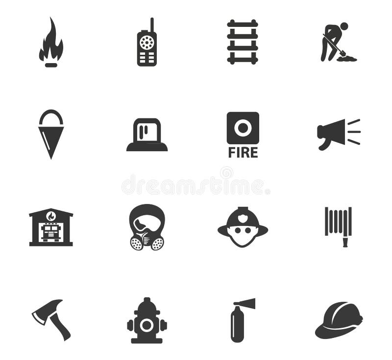 Fire-brigade icon set stock vector. Illustration of alarm - 141262106