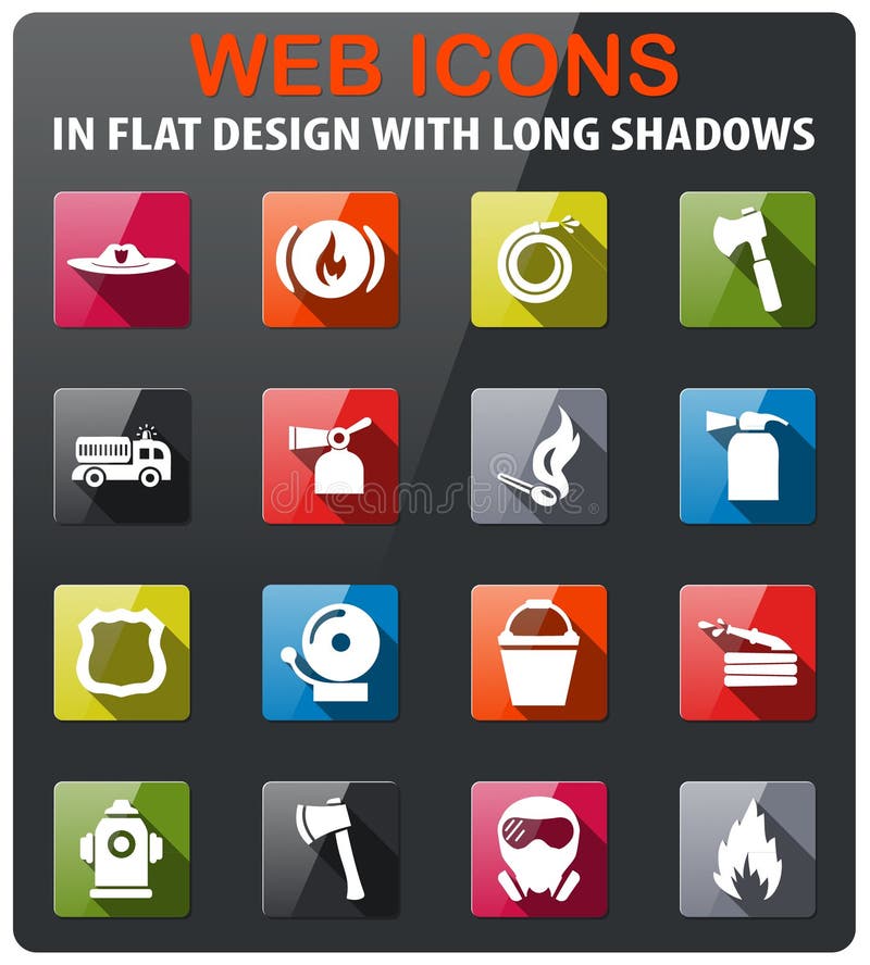 Fire brigade icon set stock illustration. Illustration of warning ...